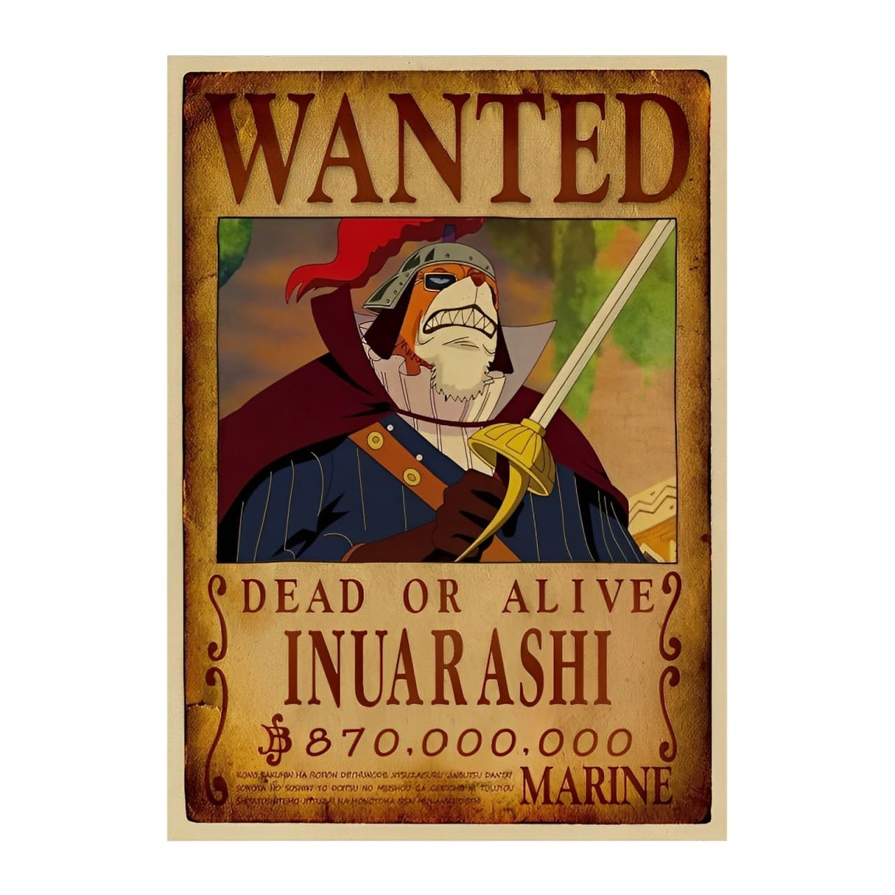 Affiche Wanted One Piece Inuarashi