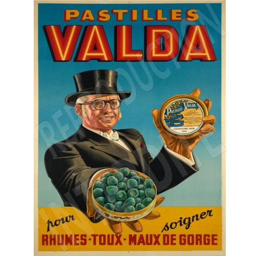 Plaque métal publicitaire Valda - Les pastilles d'antan