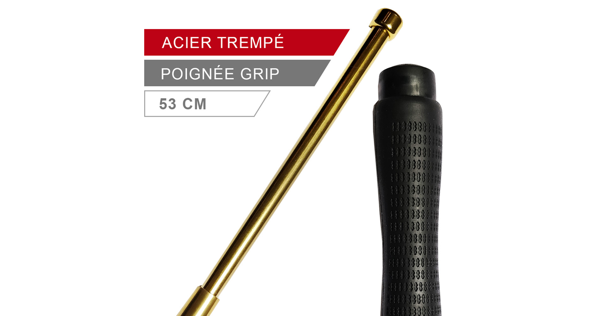 Matraque télescopique ESP acier trempé 53cm Gold avec étui pivotable ...