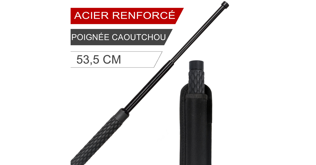 Matraque télescopique en Acier 53,5 cm et Etui en Cordura Noir