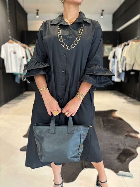 Robe manches à VOLANTS Noir - Taille Unique 36-44 - Prêt à Porter FEMME ...