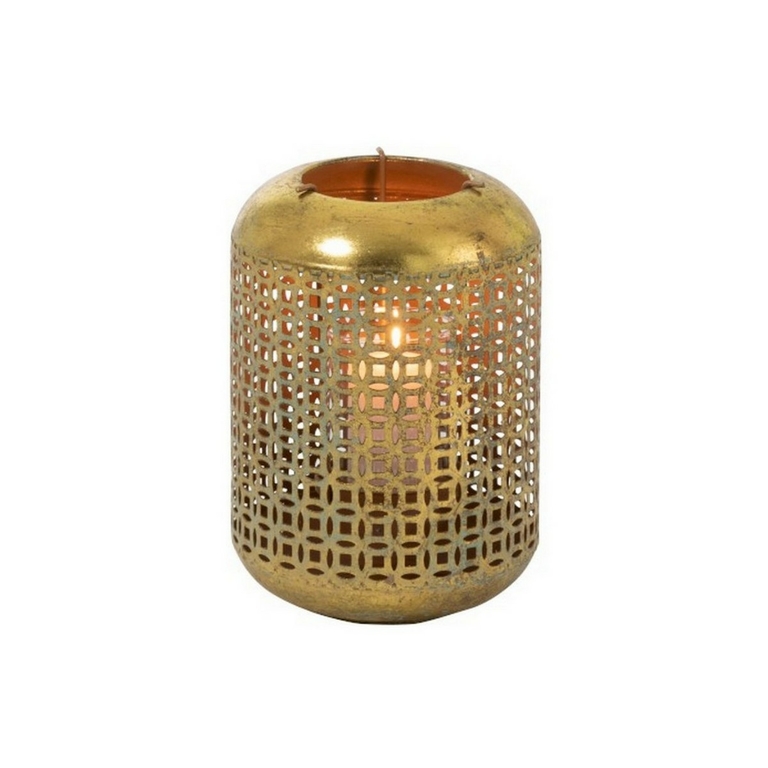 Grand photophore arrondi / En métal or vieilli / Art déco