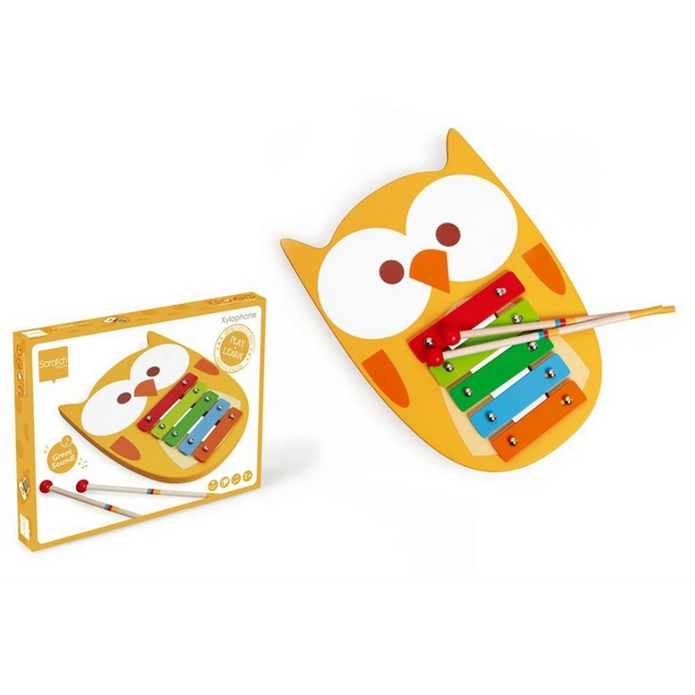 Xylophone Hibou Lou en bois et métal / jeu d'éveil musical