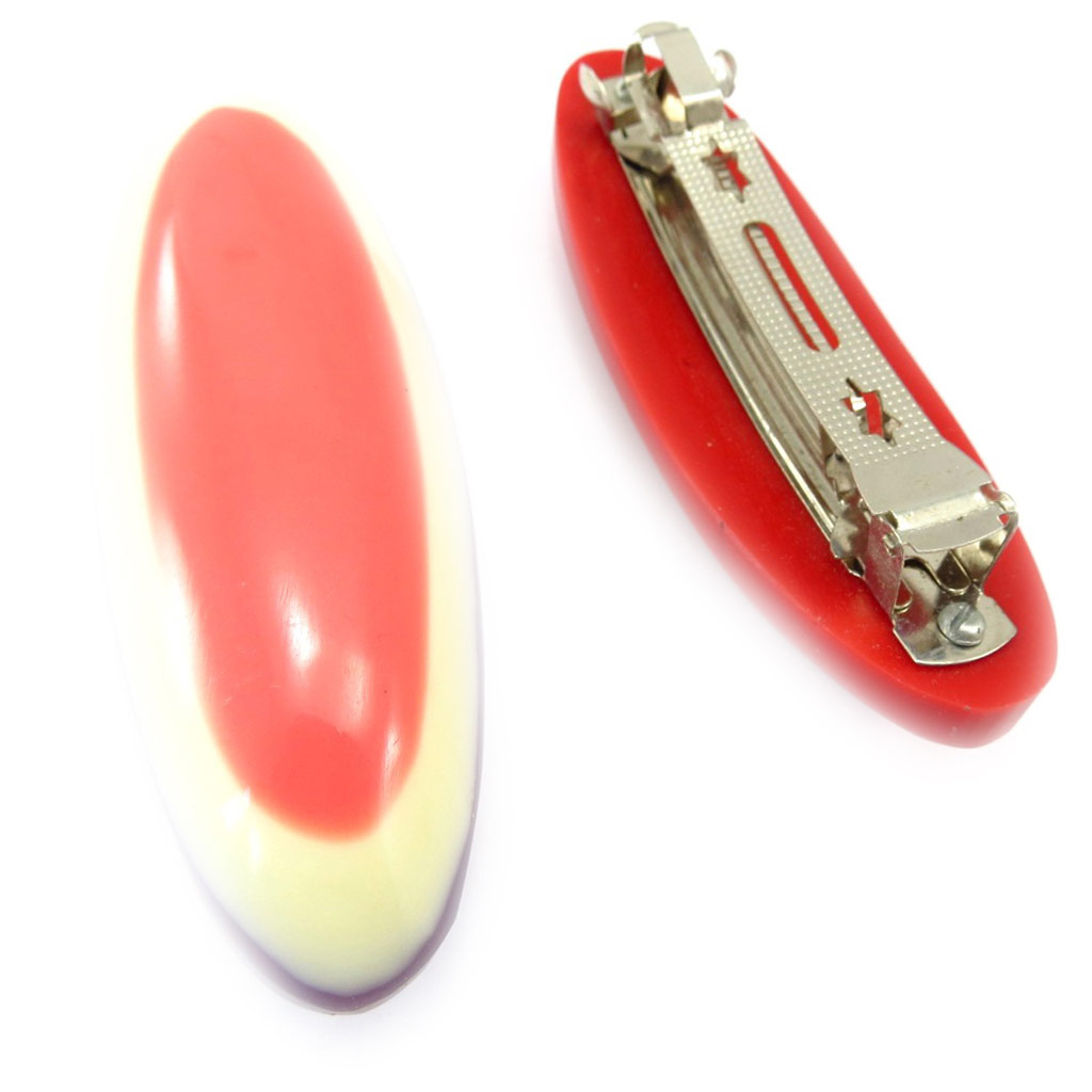 Barrette résine 'Coloriage' rose beige - 11x3 cm - [R7762]