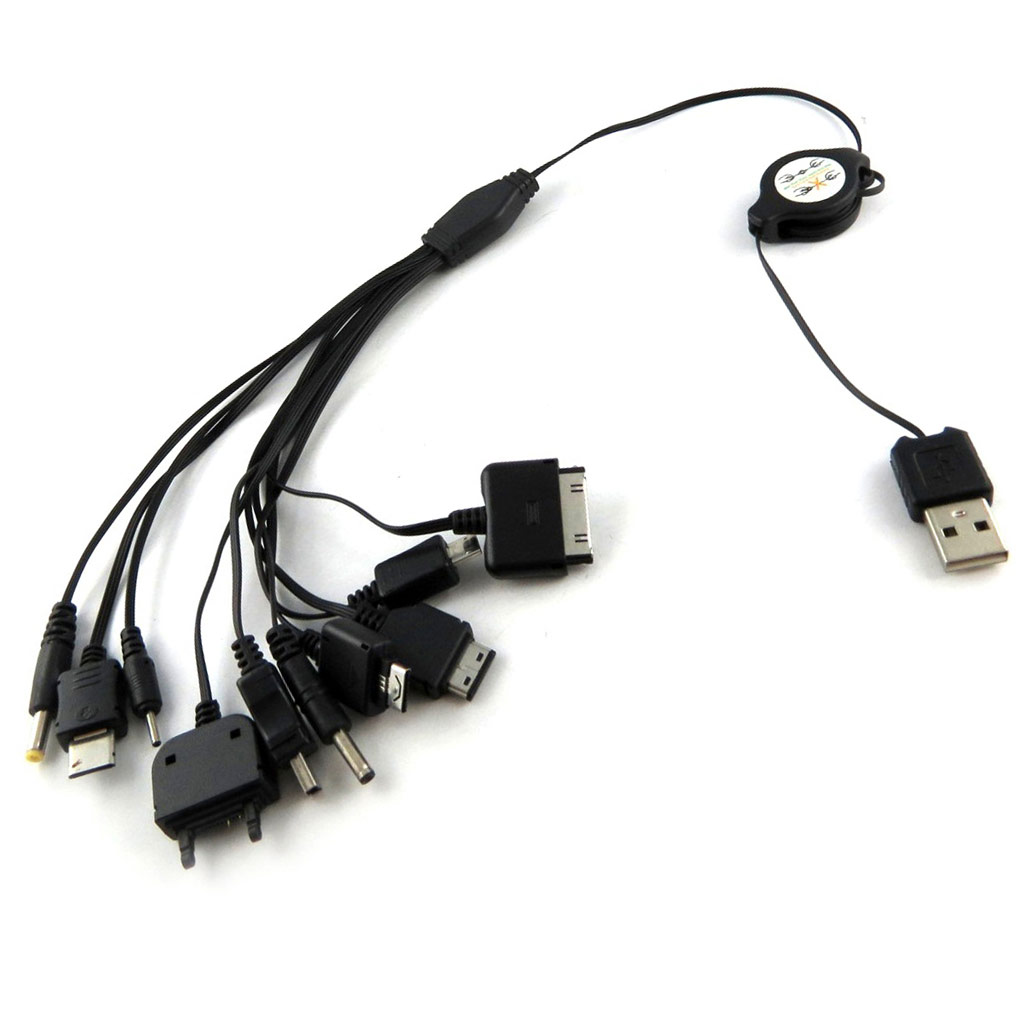 Cables USB 'Pieuvre 10 en 1' noir - [K9293]