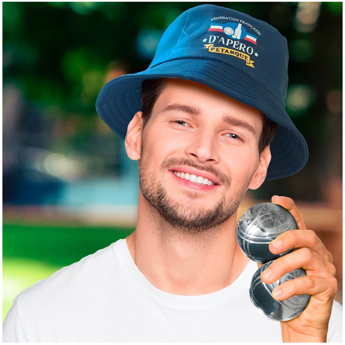 Bob humoristique 'Pétanque' bleu (fédération française d'apéro pétanque ...