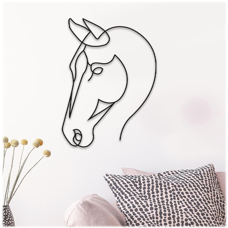 Décoration métal XXL 'Cheval' noir - 70x51 cm - [A3242]
