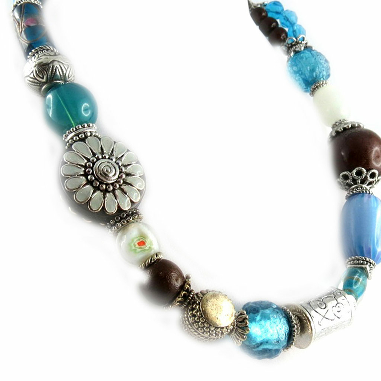 Collier Créateur 'Douchka' Bleu - [E0638]