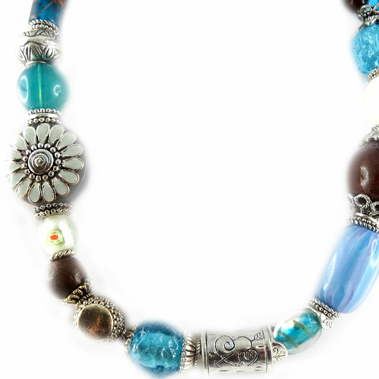 Collier Créateur 'Douchka' Bleu - [E0638]