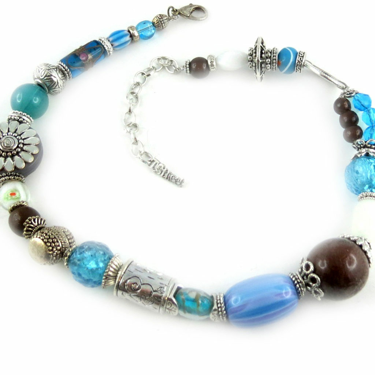 Collier Créateur 'Douchka' Bleu - [E0638]