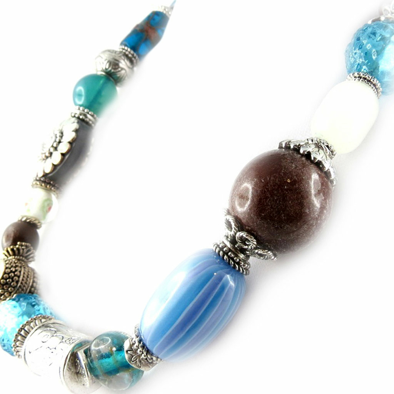 Collier Créateur 'Douchka' Bleu - [E0638]