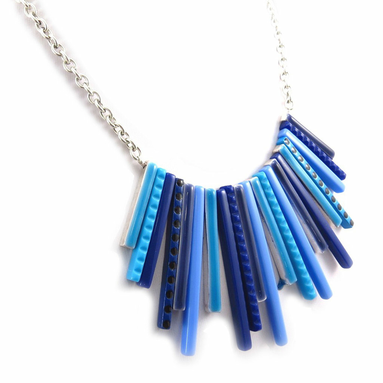 Collier Créateur 'Coloriage' bleu - [K1475]