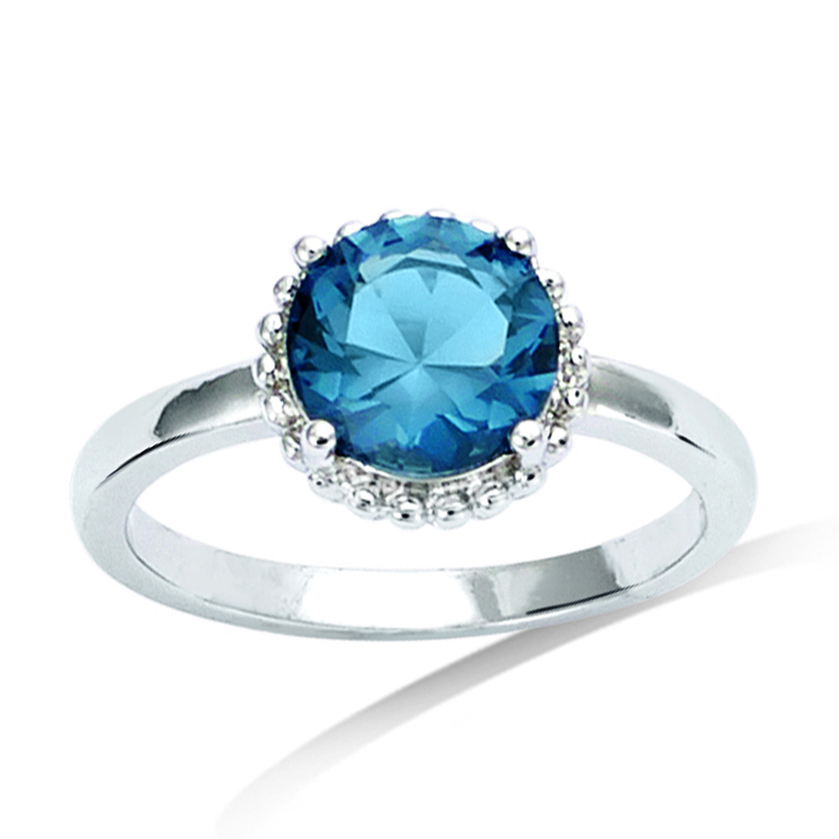 Bague Argent 'Sissi' bleu argenté (rhodié) - 9 mm (London Blue) - [R7396]
