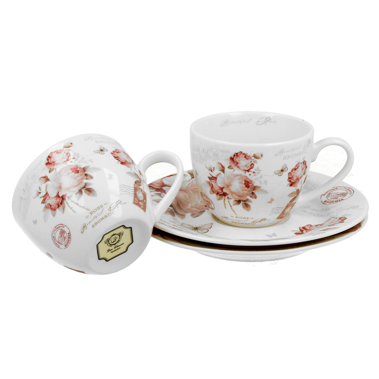 Set 2 tasses espresso porcelaine 'Jardin Botanique' rose blanc - 65x50 ...