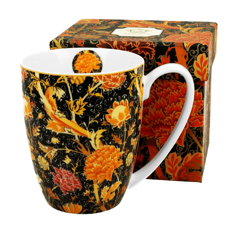 Mug porcelaine 'William Morris Collection' noir orange (Cray Floral ...
