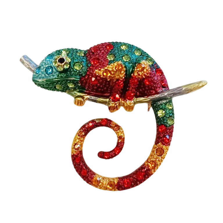 Broche Créateur 'Caméléon' multicolore - 50x40 mm - [R9088]