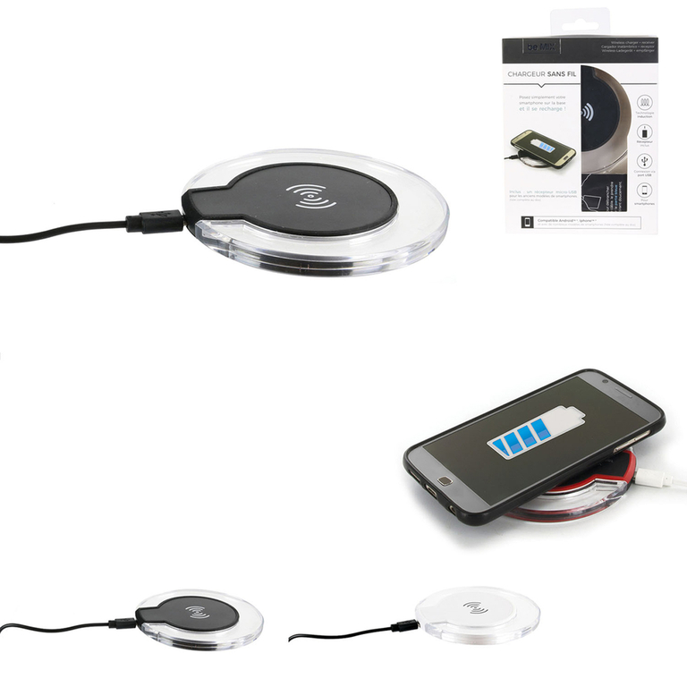 Chargeur à induction sans fil 'Design' noir - 10 cm - [R2909]