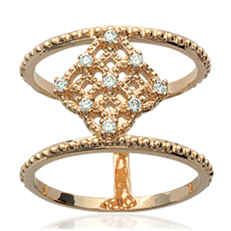 Bague Plaqué Or 'Déesse' blanc doré - 14 mm - [J8908]