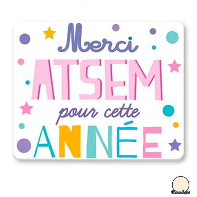 Magnet céramique 'Messages' multicolore (Merci Atsem pour cette année ...