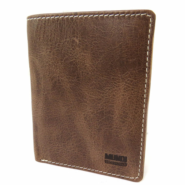 Portefeuille cuir 'Mundi' marron vintage (22 cartes)- 125x9x2 cm - [N8743]