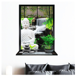 Sticker trompe l'oeil 'Jardin Zen' Bouddha - 50x70 cm - [P0362]