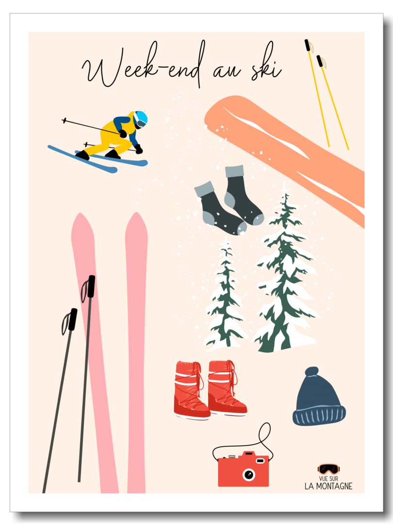 Affiche "Week-end au ski" - Affiches/Vue sur la montagne - vuesurleport