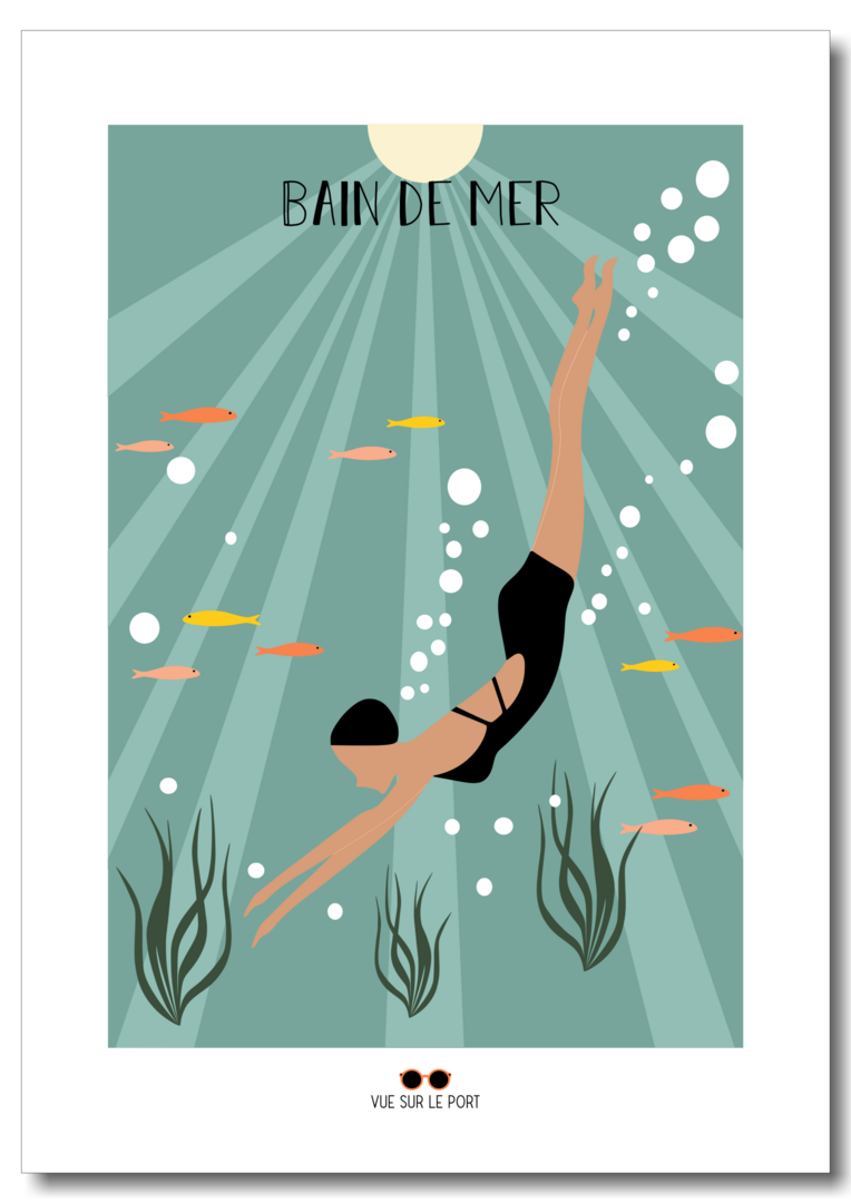 Affiche "Bain de mer" - Affiches/Affiches Bord de mer - vuesurleport