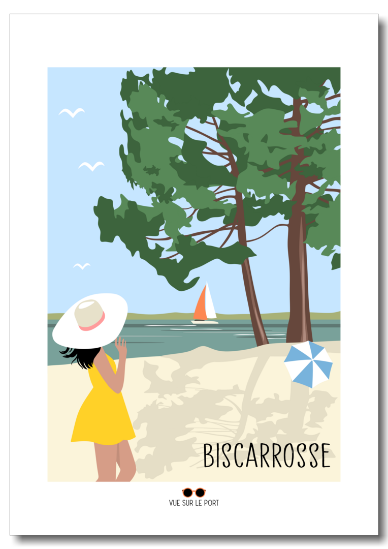 Affiche "Biscarrosse" - Affiches/Affiches Sud-Ouest - vuesurleport