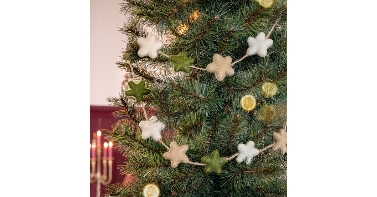 Guirlande de décoration en feutrine de laine Etoiles Vert clair - Nos ...