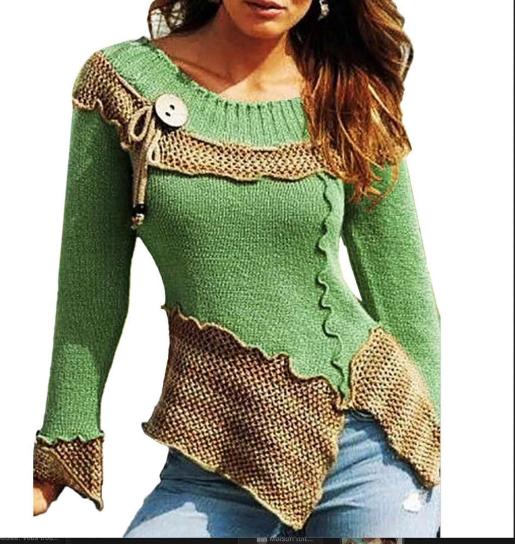 Pull bouton crochet boho bohème chic PULL0509 - Pulls-Gilets-Sweats ...
