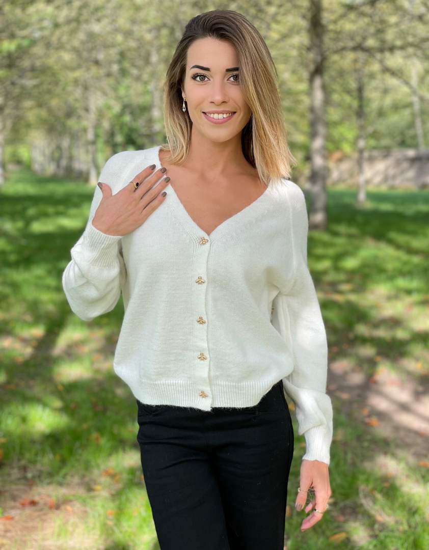 Gilet en maille SINANE coloris blanc - Nos dernières nouveautés - mollyshop