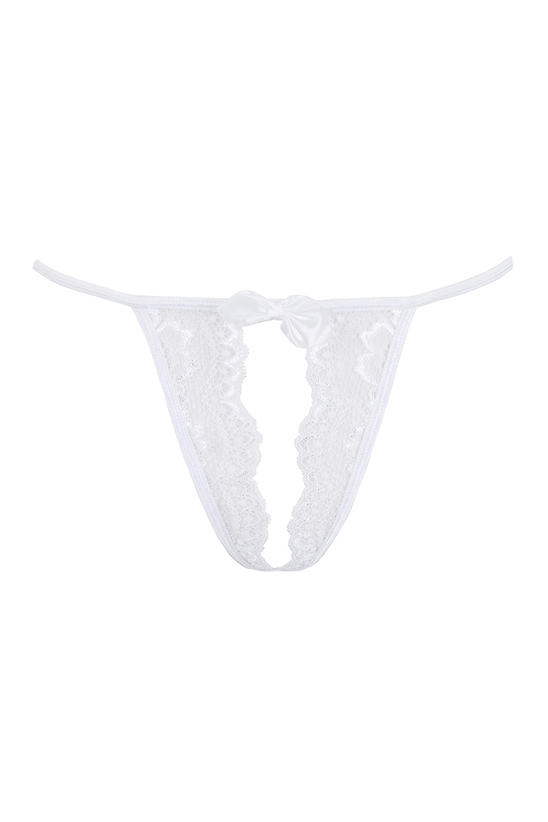 String en dentelle blanc ouvert V-9828 - Axami - Ooh my god
