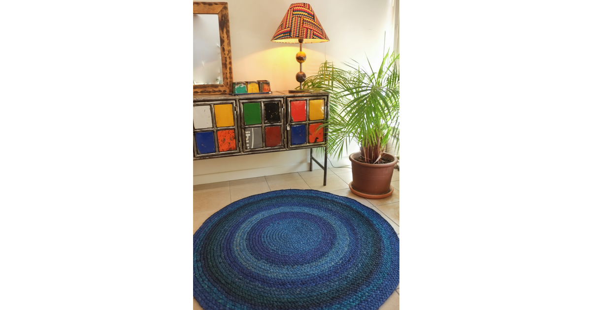 Tapis rond en raphia tressé - Madagascar - Tapis - Rivière Salée