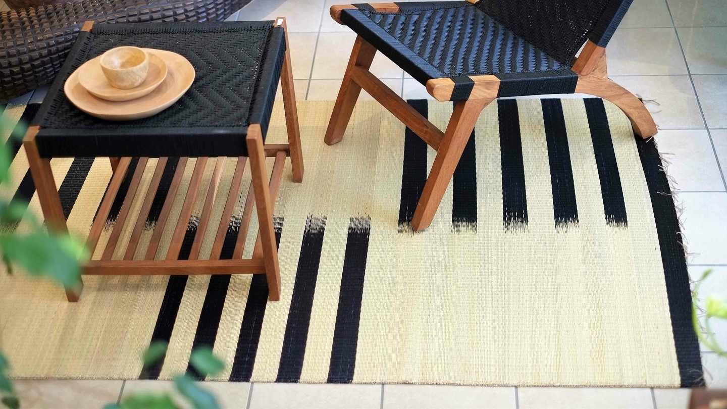 Natte en jonc naturel colorée du Cambodge - Tapis - Rivière Salée