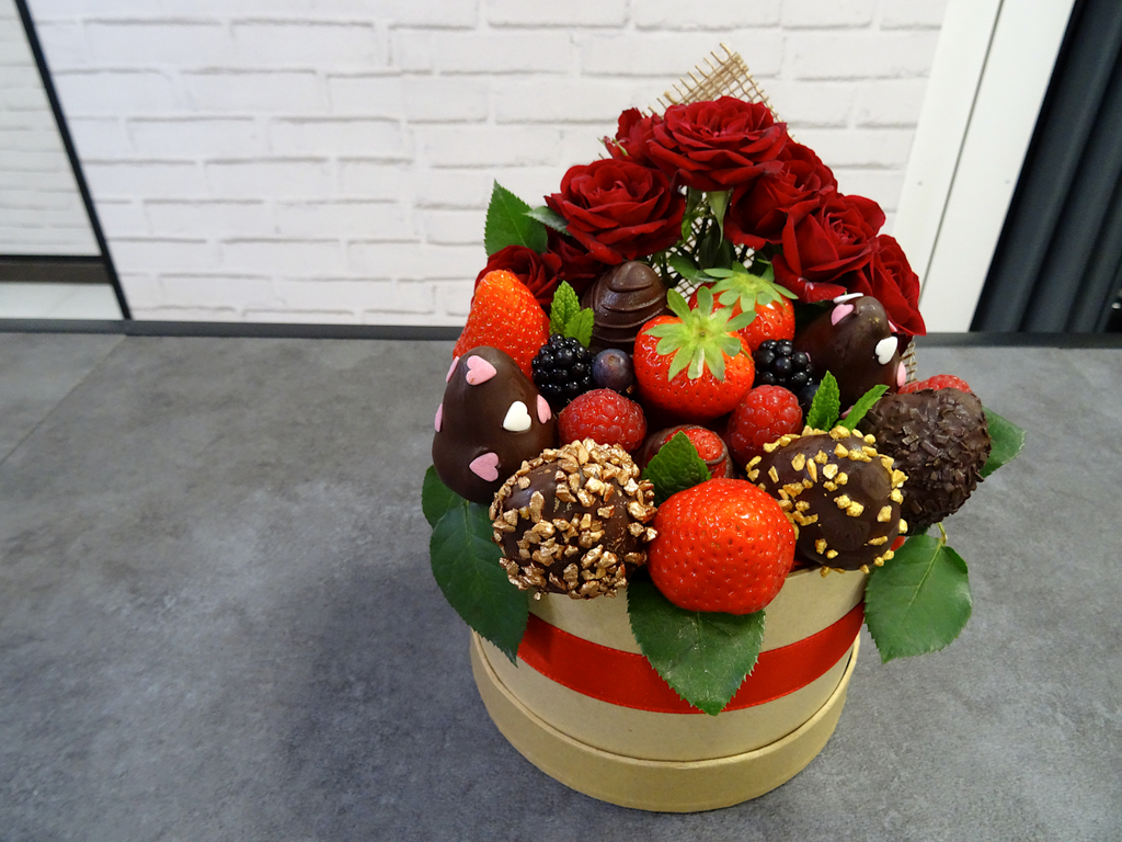 Bouquet De Fruits - Boite De Fruits Rouges Fraises Chocolat