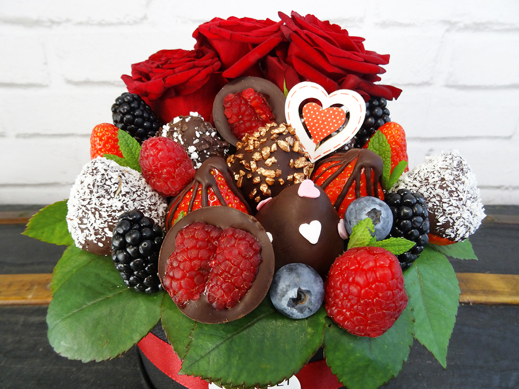 Bouquet De Fruits - Boite De Fruits Rouges Fraises Chocolat