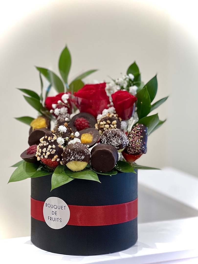 Bouquet De Fruits - Boite De Fruits Rouges Fraises Chocolat