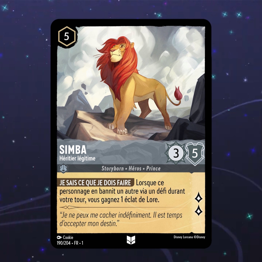 Disney Lorcana TCG : Carte "Simba" (190/204)