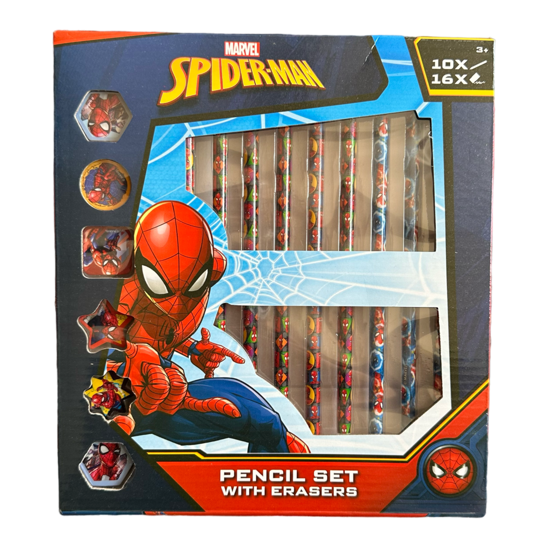 Marvel - Spiderman : Ensemble de crayon et gomme
