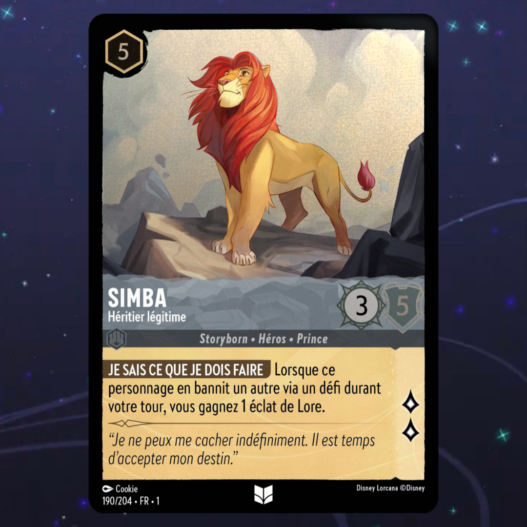 Disney Lorcana TCG : Carte "Simba" FOIL (190/204)
