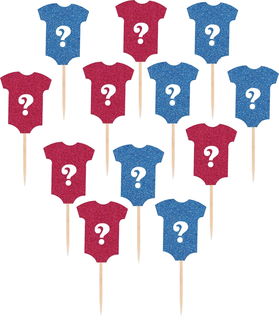 Topper - Bébé avec "?" - Rose et Bleu - Lot de 12 - O'SugarArt