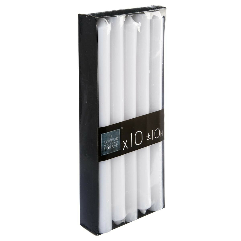 LOT DE 10 BOUGIES BATON BLANC 74G H25CM - Bougie & Senteur/Bougie ...