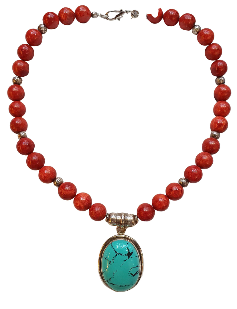 Collier corail, turquoise - Colliers - Les Mines de Gaia