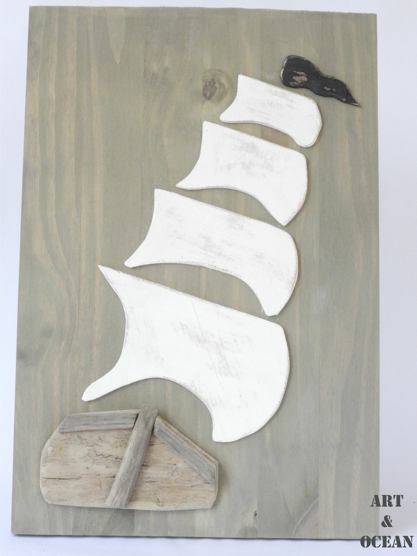 Tableau en bois flotté "Bateau Pirate" - tableaux/tableaux bois flotté ...