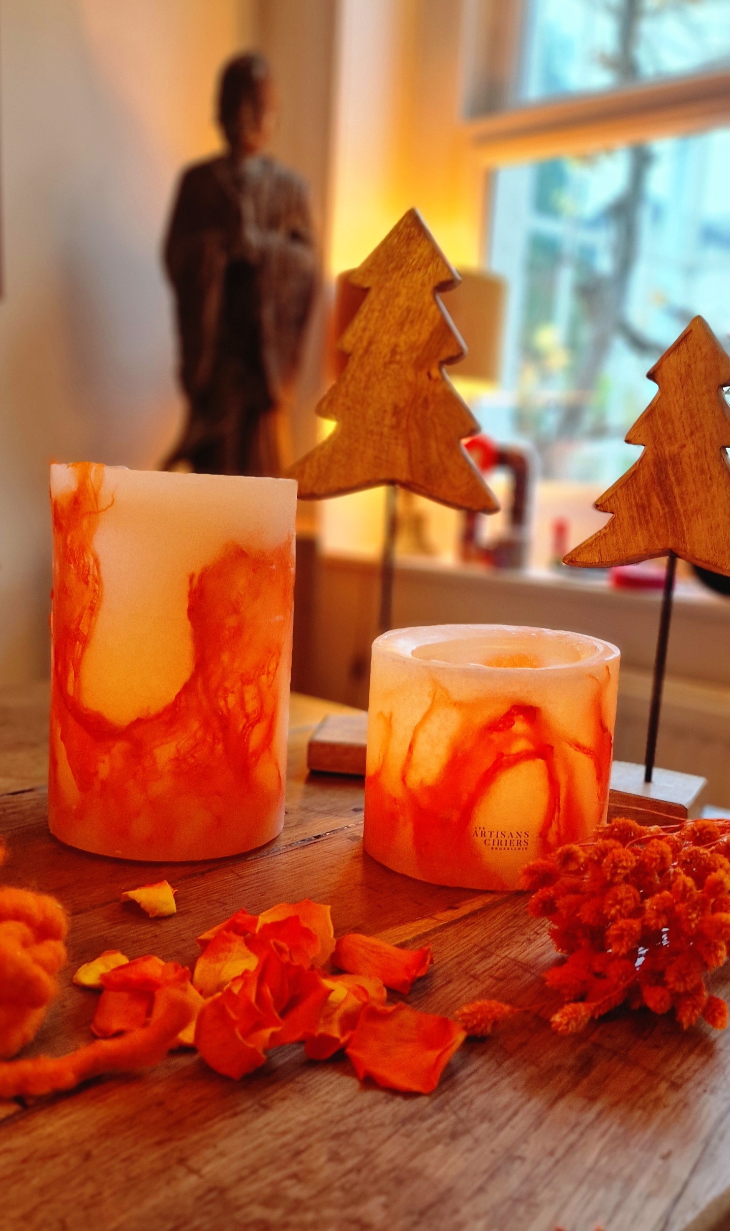 Photophore artisanal en cire – Orange on Fire - Bougies Photophores ...