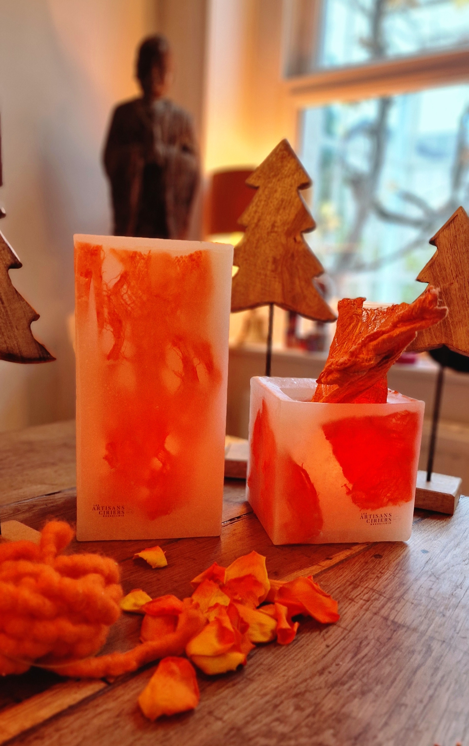 Photophore artisanal en cire – Orange on Fire - Bougies Photophores ...
