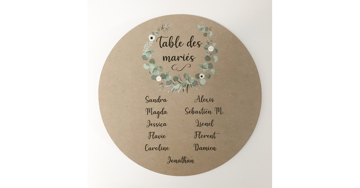 Plan de table rond eucalyptus kraft - Mariage/Papeterie - Bul d'idées