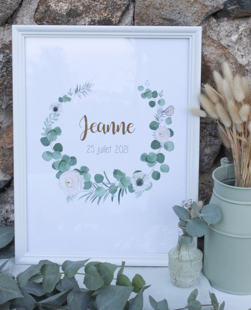 Affiche Bienvenue eucalyptus - Baptême/Papeterie - Bul d'idées