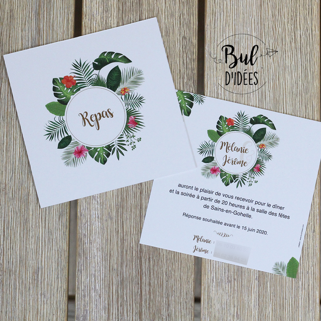 Invitation repas tropical - Mariage - Bul d'idées
