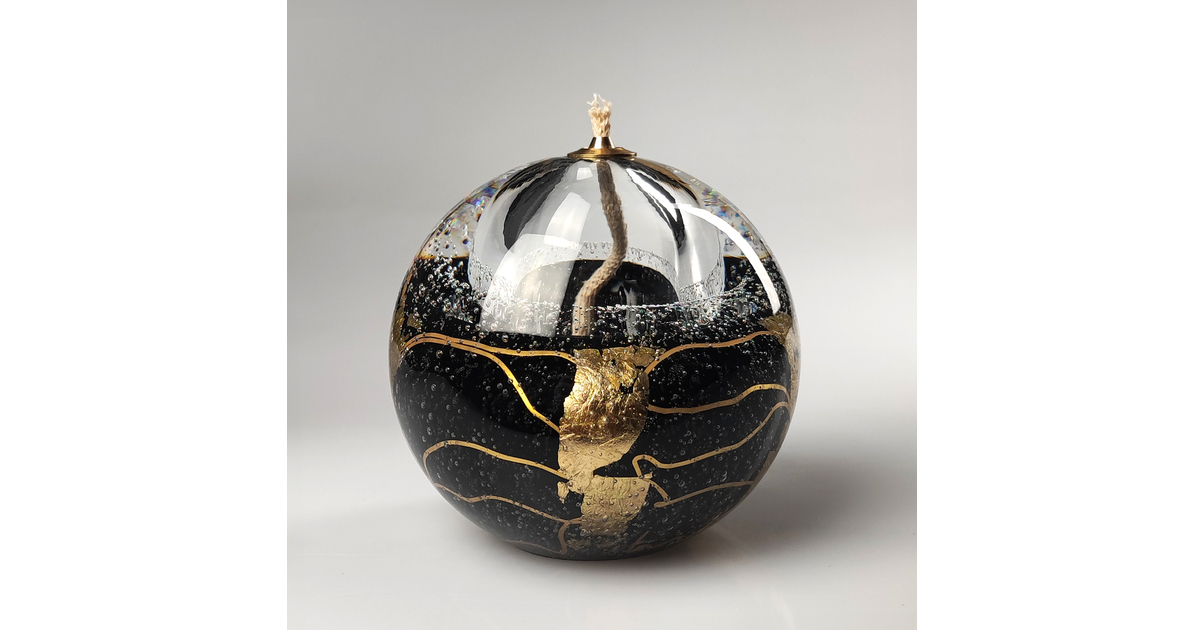 Lampe à huile noir or - Cristal Lehrer